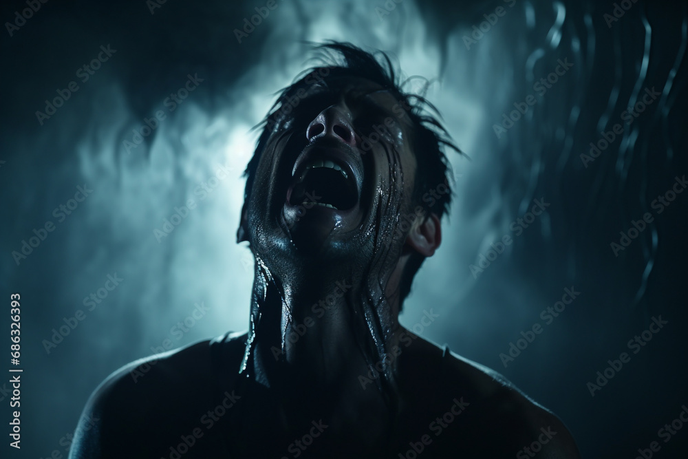 Horror, psychology, fear concept. Abstract, surreal and horrifying ...