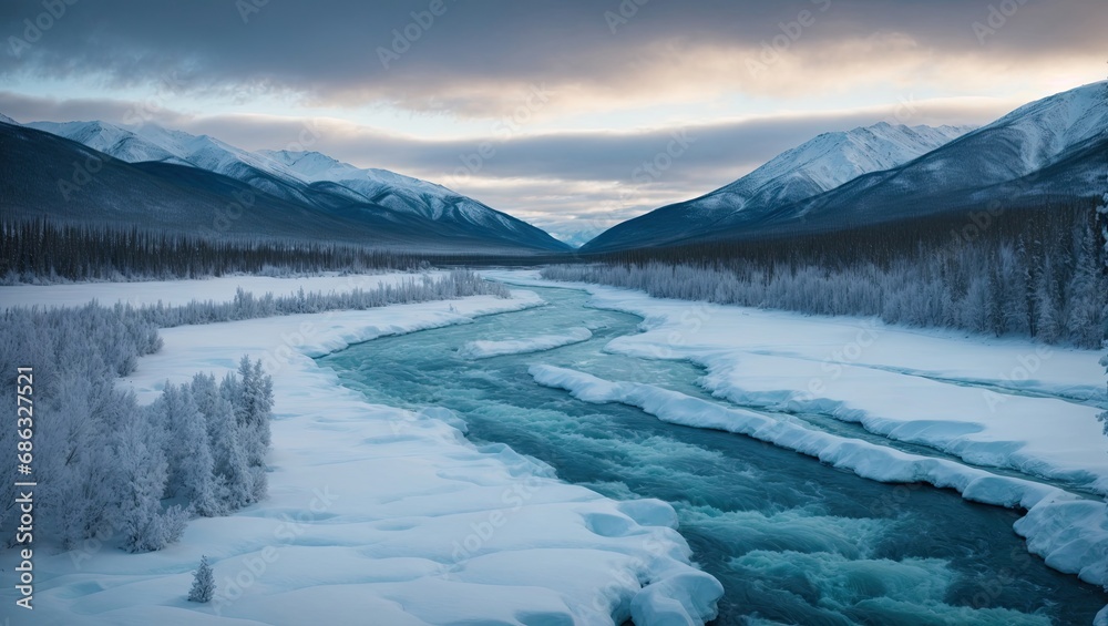 The blues of winter in the Wheaton Valley just outside of Whitehorse ...
