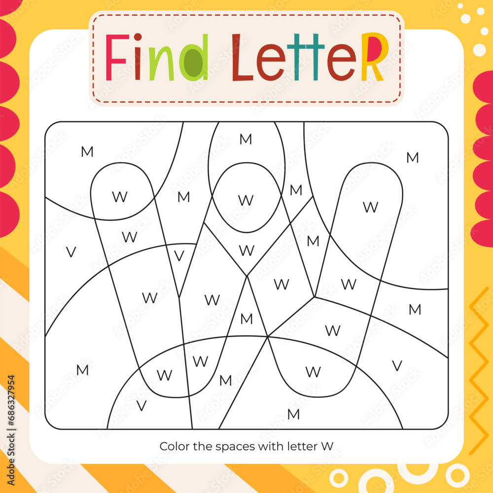 Coloring page for Letter Tracing Book. Color by letter W. Flash card ...