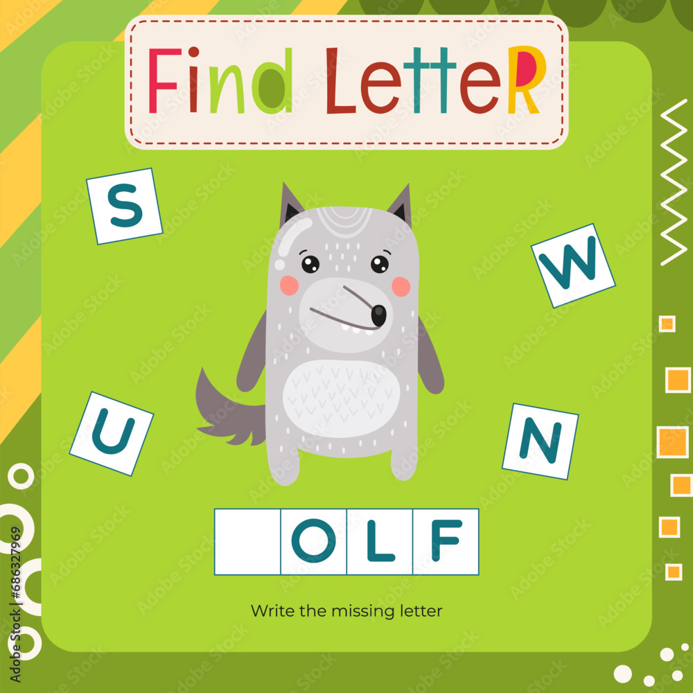 Word activities for Letter Tracing Book. Kids game Find letter – Write ...