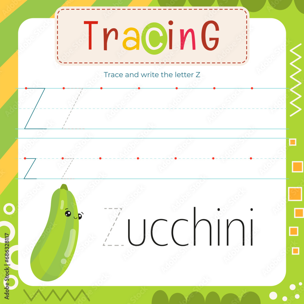 Letter Tracing Flash Card. Writing Letter Z uppercase and lowercase ...