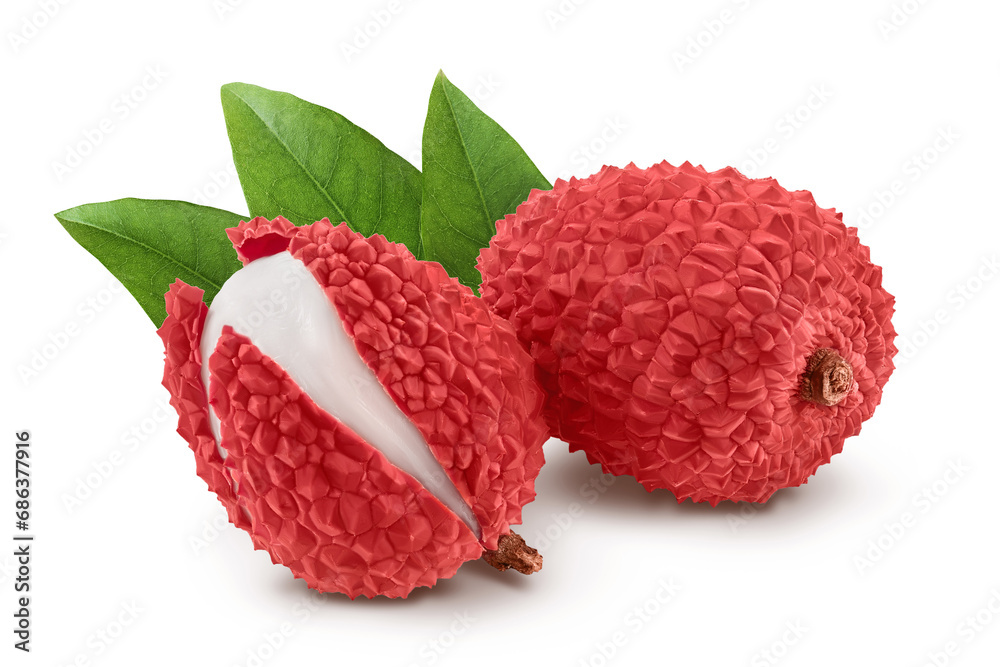 lychee fruit isolated on white background with full depth of field ...