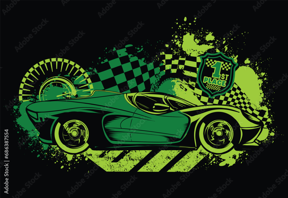 Sport Car design. Racing sport car background with spray paint ink ...