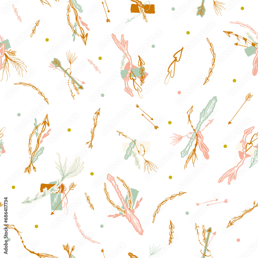 Feminine pattern inspired in scrapbook drawings of arrows and cute ...