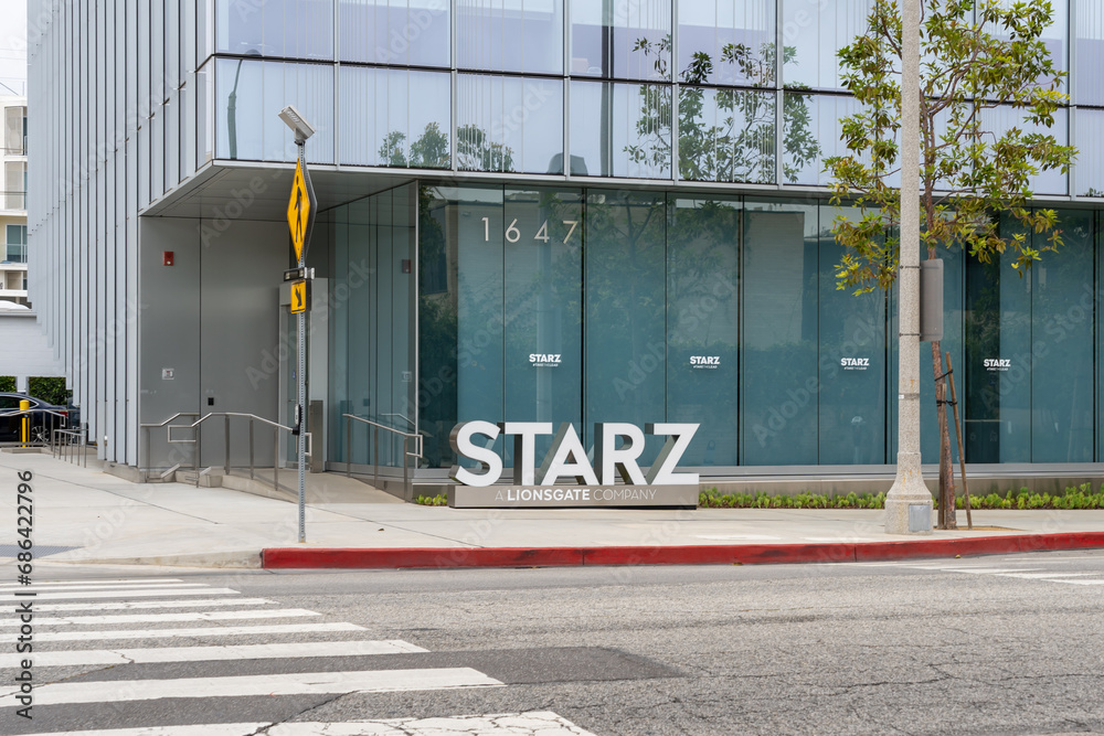 Starz headquarters on Stewart St in Santa Monica, California, USA - May 28, 2023. Starz is an ...