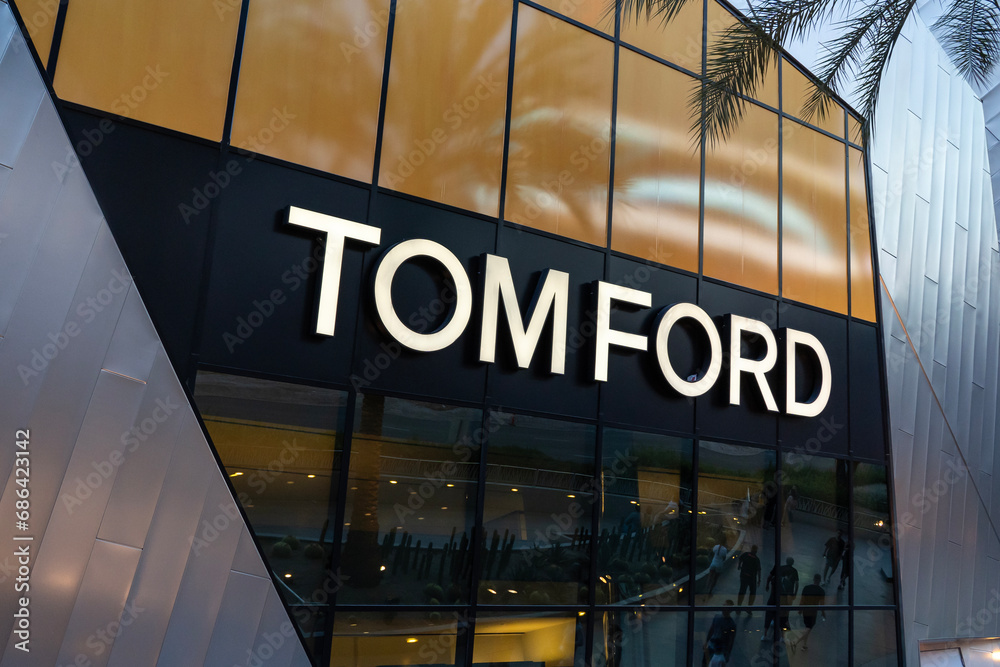Close up of the Tom Ford store sign on the building at The Shops At ...