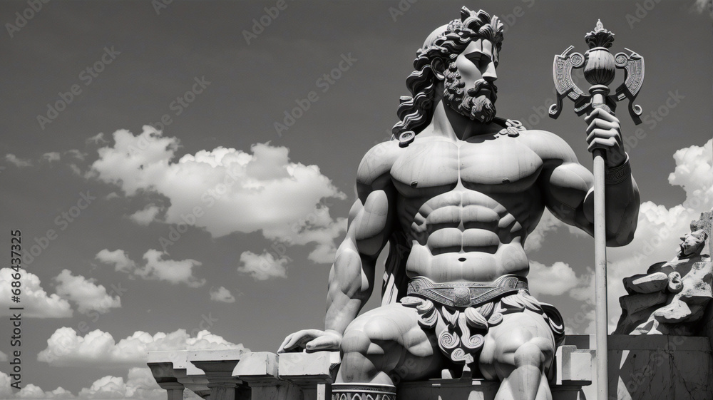 Sculpture of Hercules a brutal, muscular male, with a beard, the Greek ...