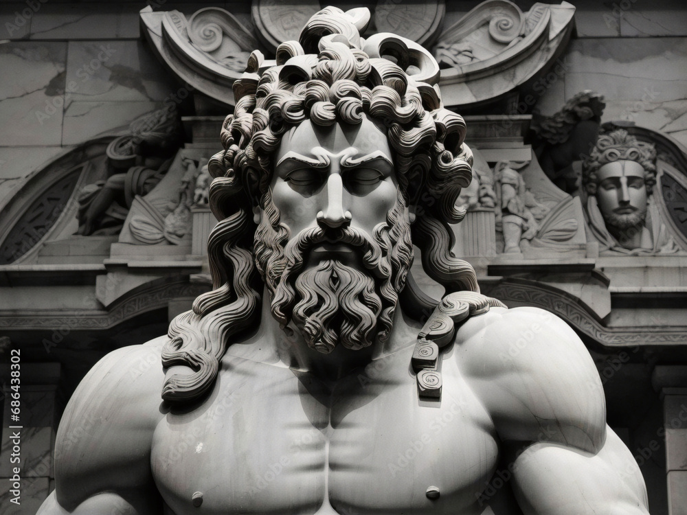 Sculpture of Hercules a brutal, muscular male, with a beard, the Greek ...