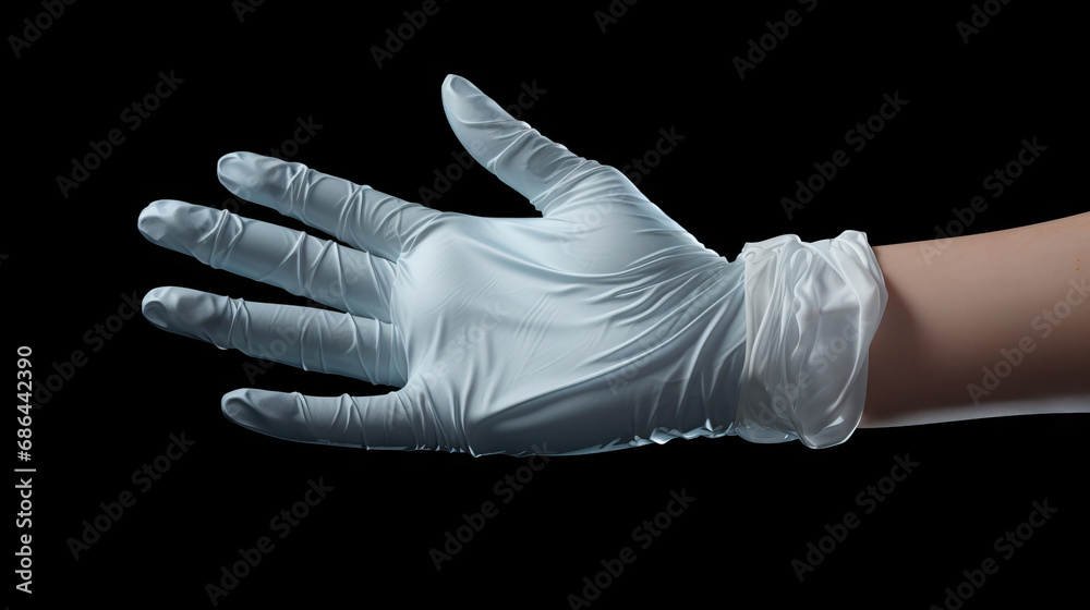 Hands wearing latex surgical gloves. Concept of Hygiene and Safety ...