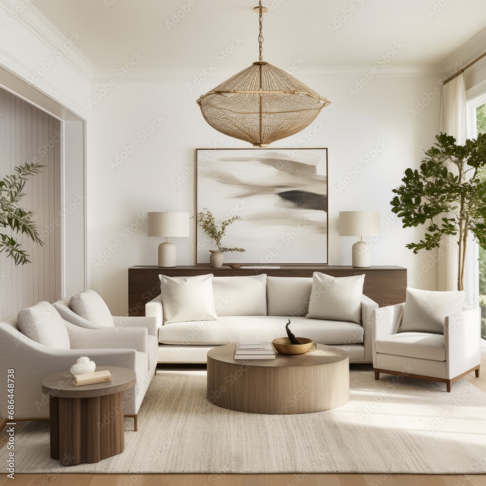 living room contemporary home interior design mockup sofa with artwork ...