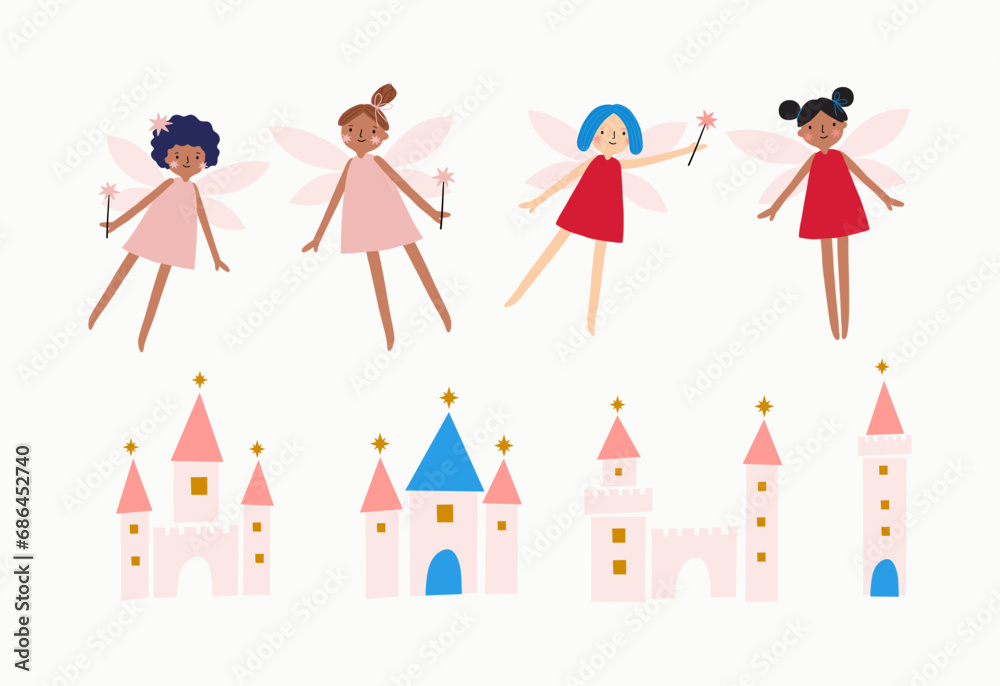 Cute Cartoon Magical Fairy in Magical World. Awesome print for kids ...