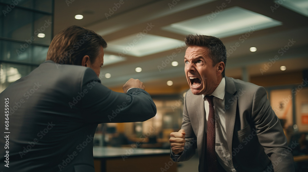 Boss yelling and firing employee in the workplace. Concept of Workplace ...