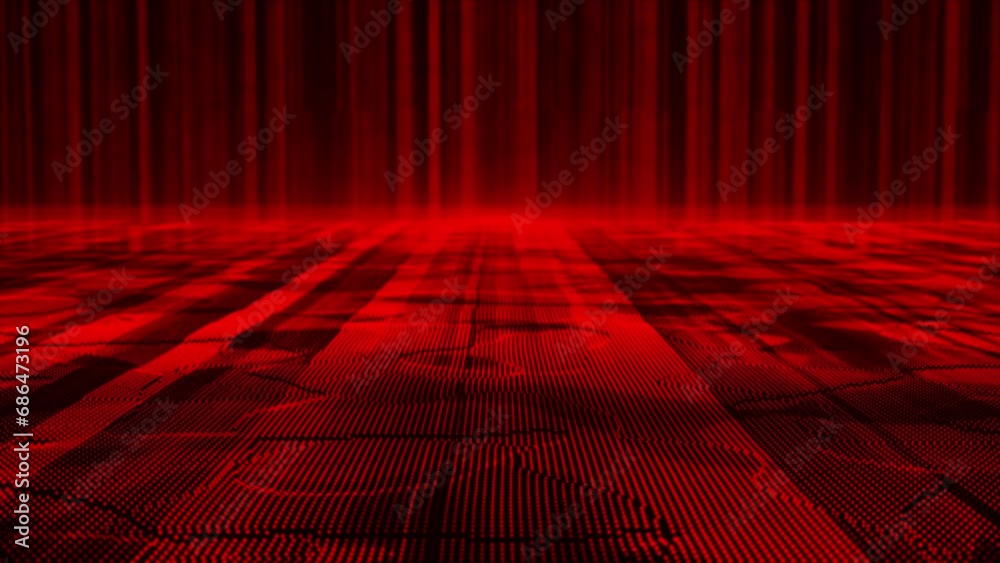 Vidéo Stock Red color digital data flow particles cyber technology ...