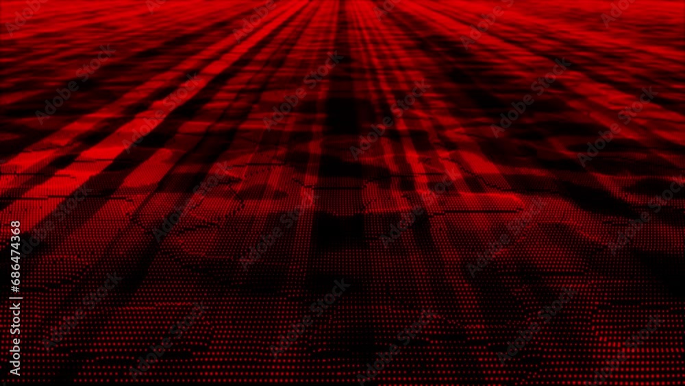 Red color digital data flow particles cyber technology futuristic ...
