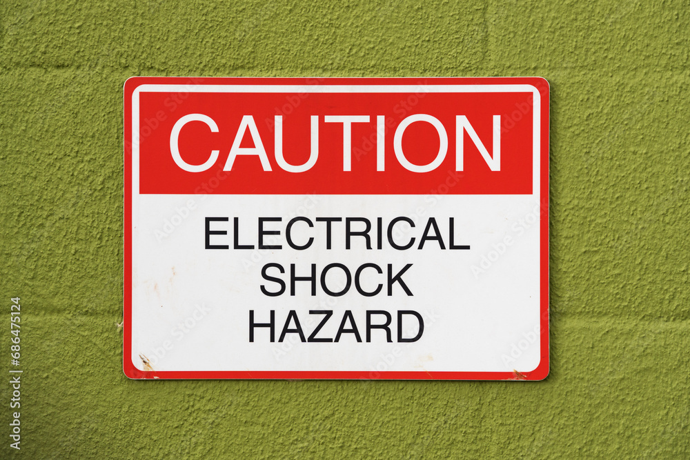 Caution Electrical Shock Hazard Sign Stock Photo | Adobe Stock
