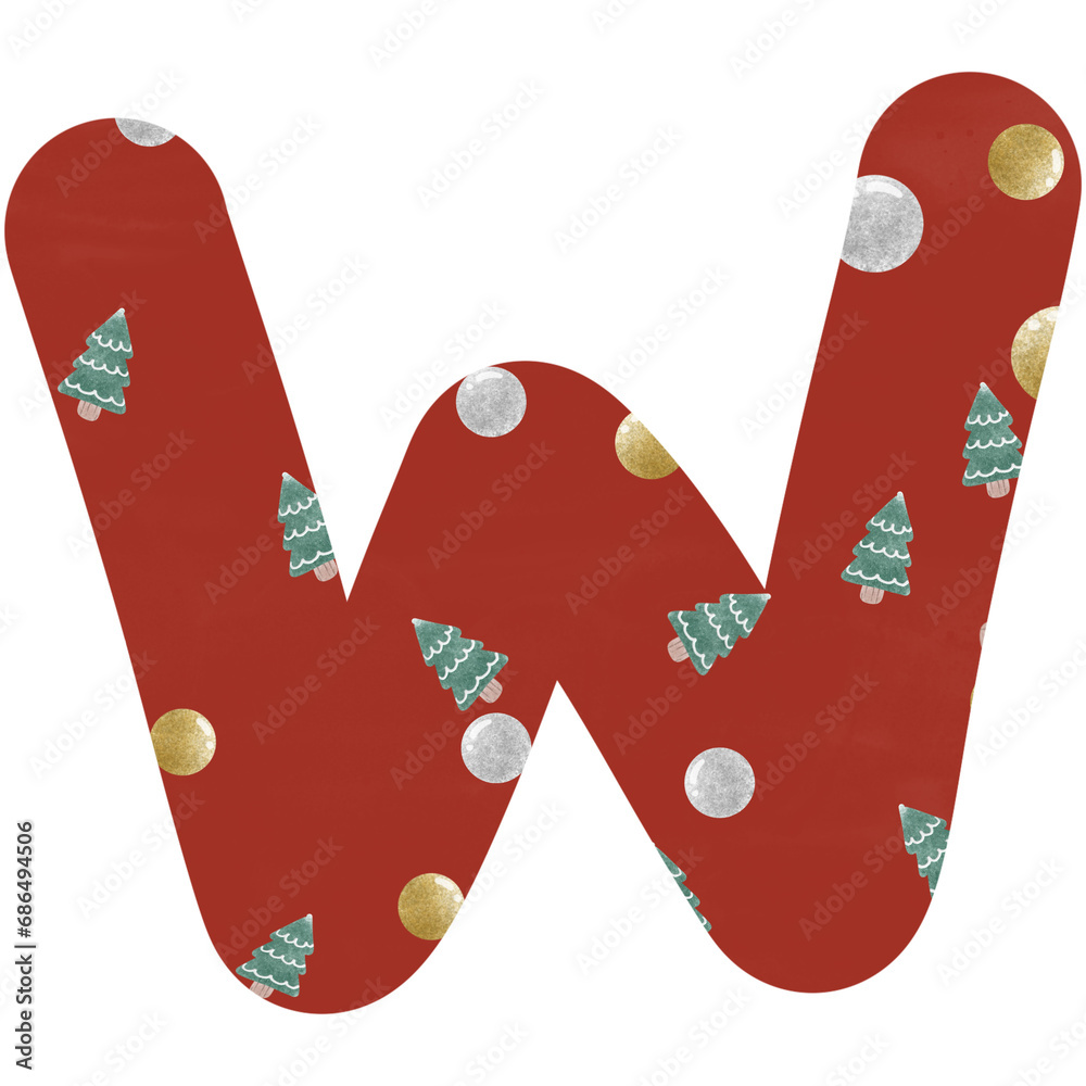 illustration of a letter W, a cute English alphabet handwriting red ...