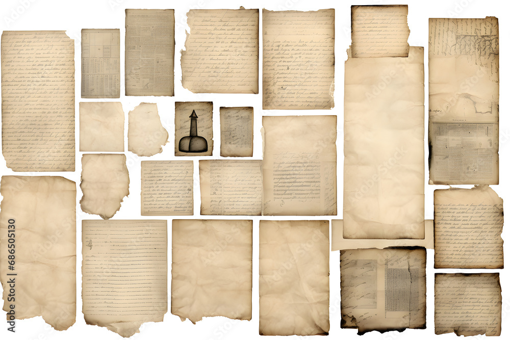 paper collage backgrounds made of antique documents with handwriting ...