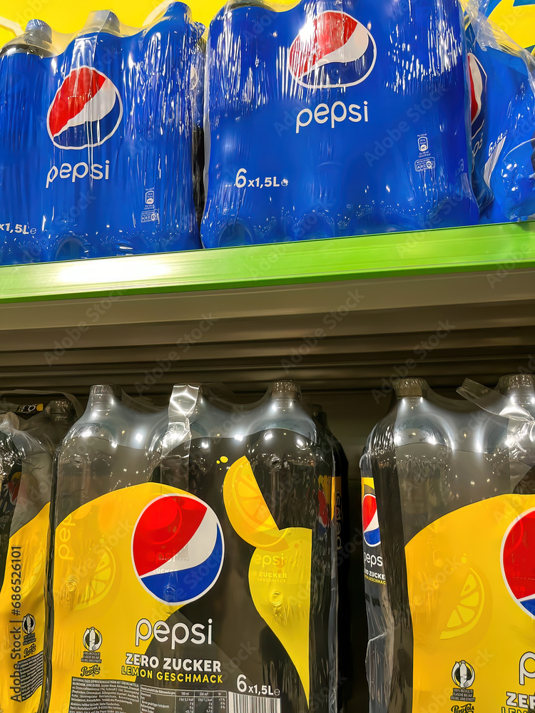 Pepsi Original and Pepsi Lemon Zero 1.5-Liter PET Bottles in a ...