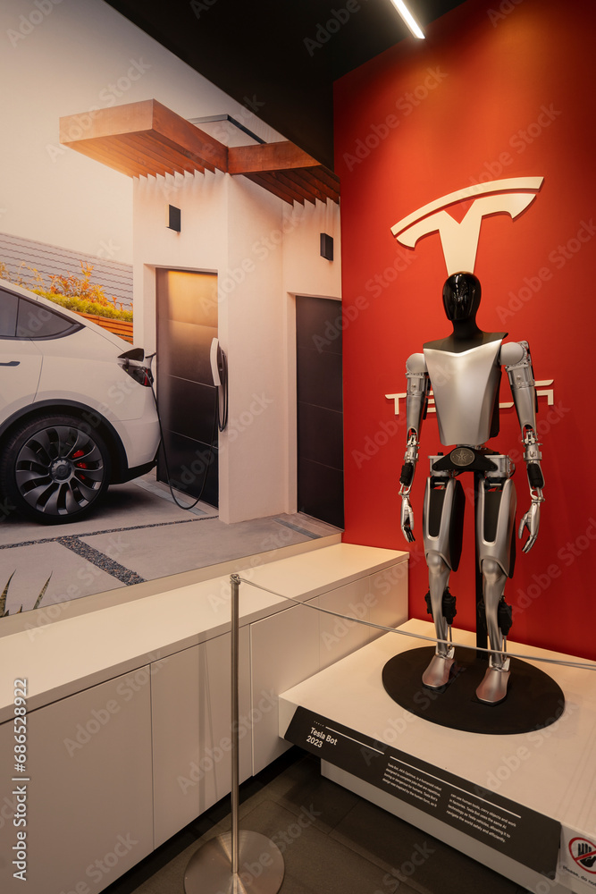 San Jose, CA, USA - Nov 24, 2023: Tesla Bot, aka Optimus, a general ...