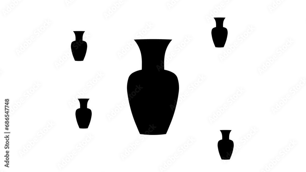 Zoom in and out animation the vase symbol. Large black symbol in the ...
