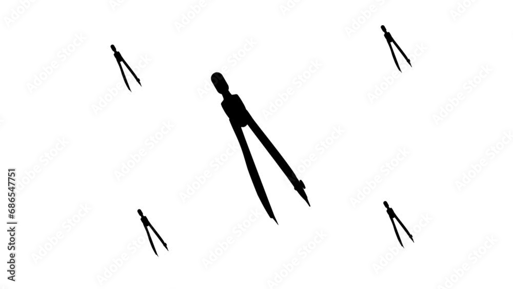 Zoom in and out animation the compass divider symbol. Large black ...