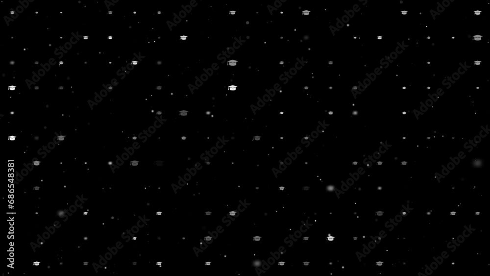 Template animation of evenly spaced square academic cap symbols of ...