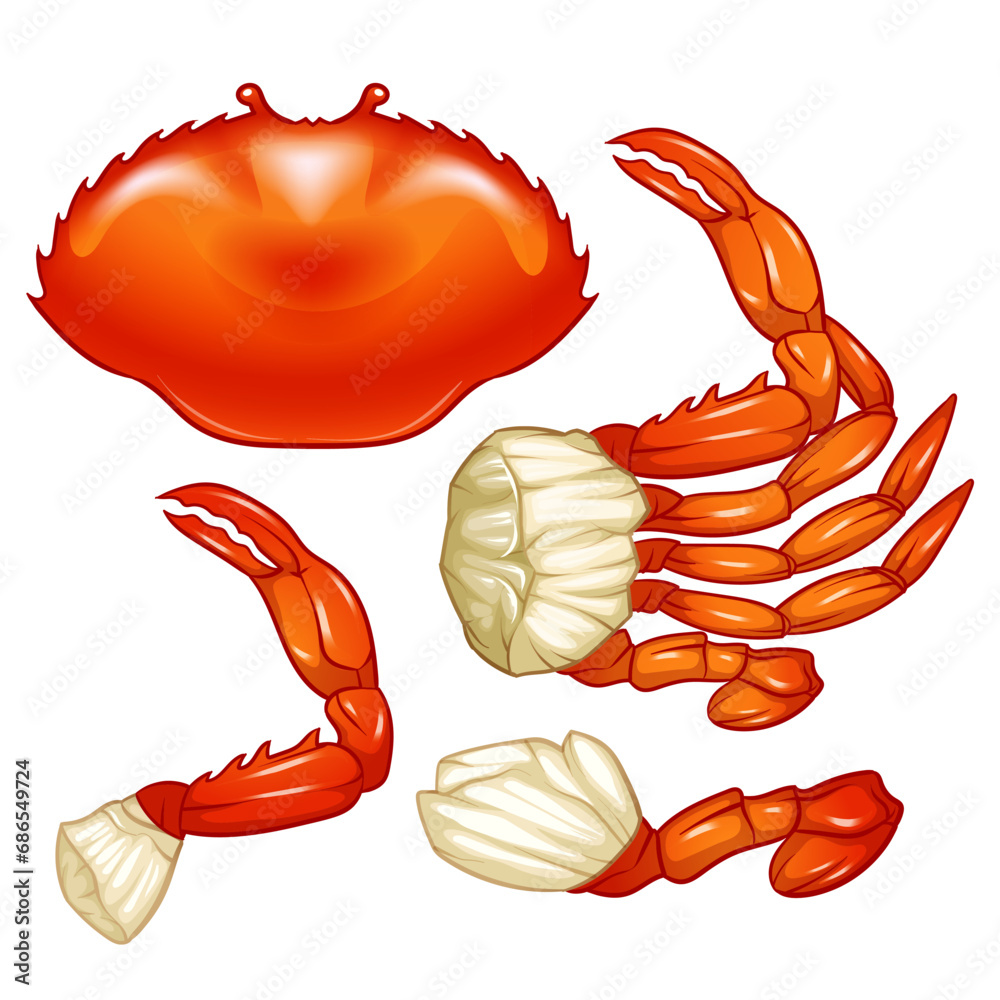 Seafood Raw crab isolated on white background. Hand drawn sketch of ...