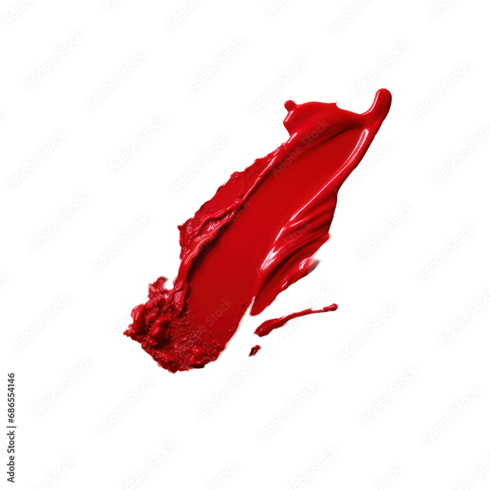 Red cream smudge smear isolated on transparent background,transparency ...