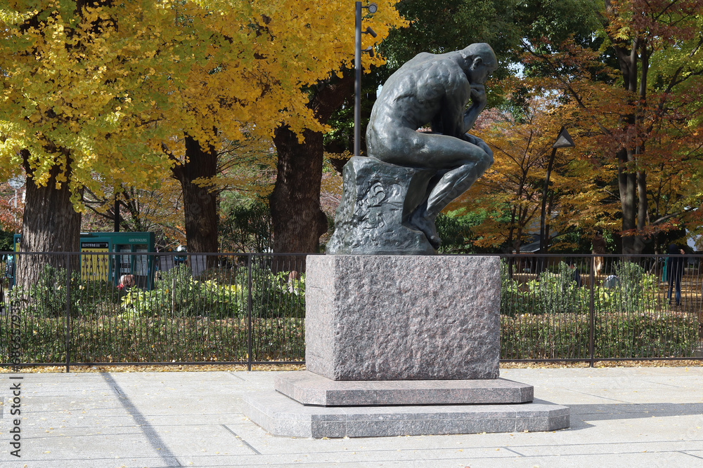 TOKYO, JAPAN - December 1, 2023: Rodin's The Thinker sculpture in the ...