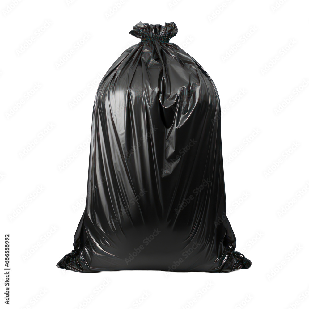 black plastic trash bag,black gabage bag isolated on transparent ...