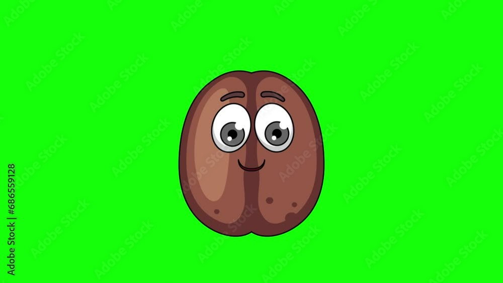 coffee bean cartoon with a smiling face with heart eyes, emoji emoticon ...