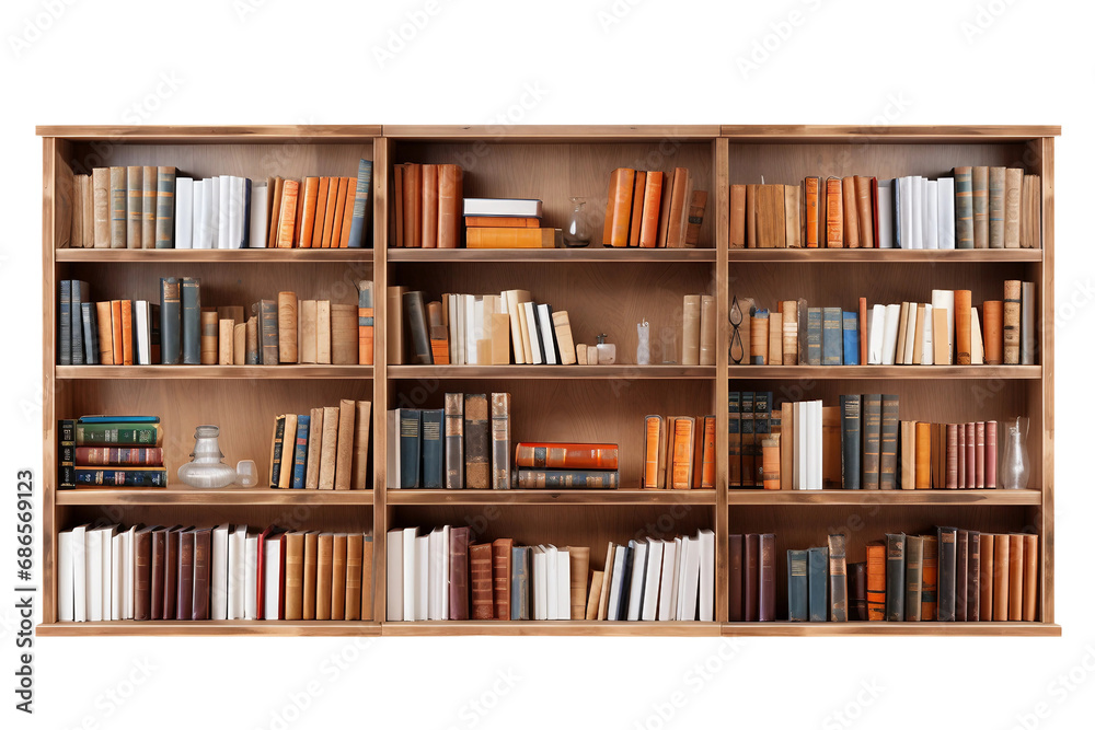 Bookshelf Elegance Isolated on Transparent Background. Ai Stock Photo ...