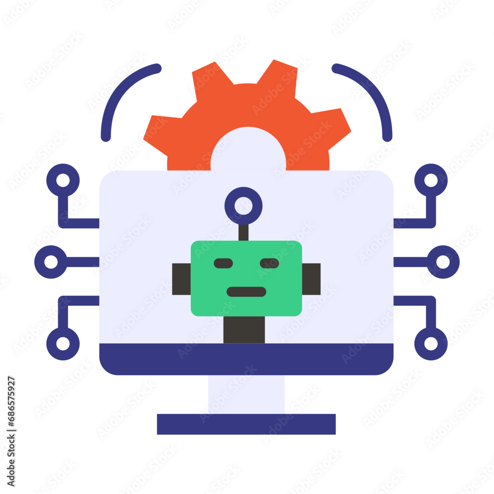 Chip Crafting vector icon design, predictive modeling or adaptive control symbol, artificial ...