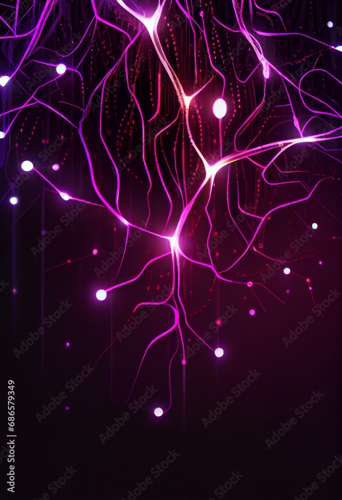 Neural connections forming in the brain, concept of psychology, development, and brain function ...