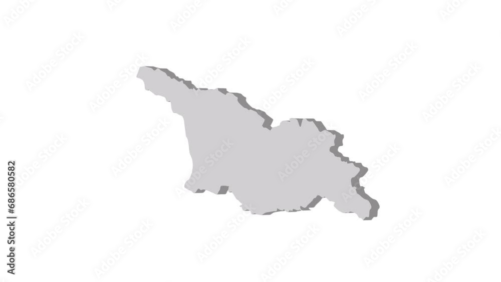 Georgia map 3d grey on white background. Dynamic 4K animation motion ...