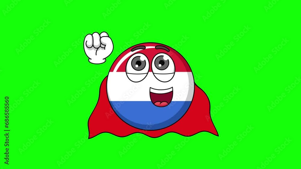Superhero flag of netherlands cartoon flying with red cape, green ...