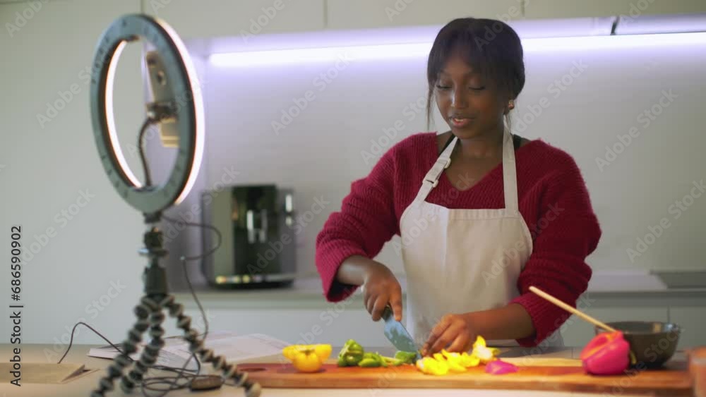 Vidéo Stock influencer marketing concept of a young black woman ...