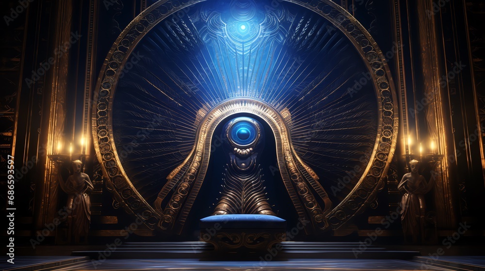Throne room inside of the Pyramid. Fantasy background. AI generated ...