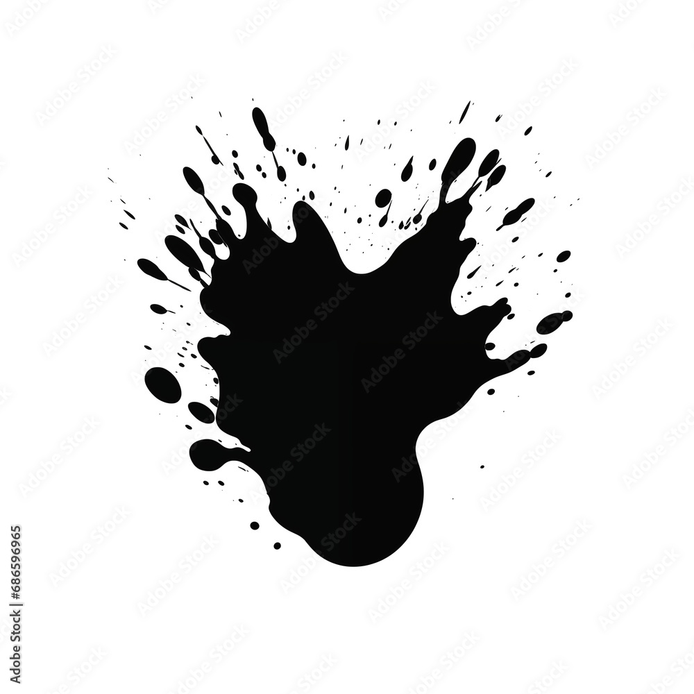 Black abstract figure. Ink spots on a transparent background Stock ...