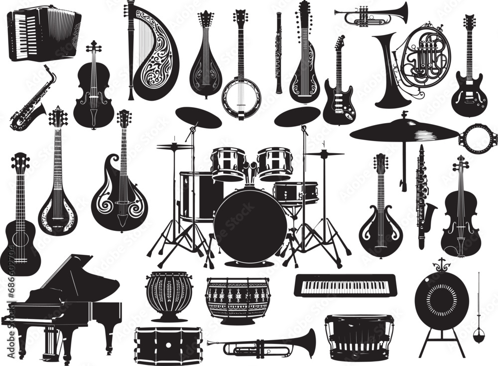set of instruments musical Stock Vector | Adobe Stock
