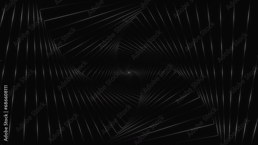Black and silver linear spiral pattern. Seamless loop motion background ...