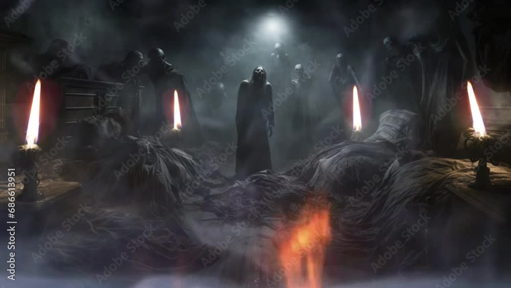 Nightmare horror situation, scary horror scene concept on room ...