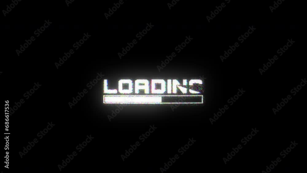 Looping LOADING animation with glitch effect on black background. Video ...