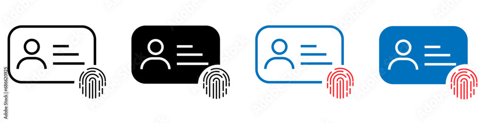 ID Card icon set. Identification card outline icon set. Driver's ...