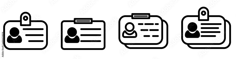 ID Card icon set. Identification card outline icon set. Driver's ...