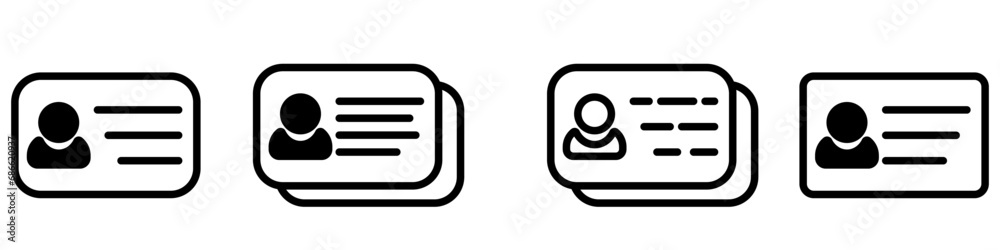 ID Card icon set. Identification card outline icon set. Driver's ...