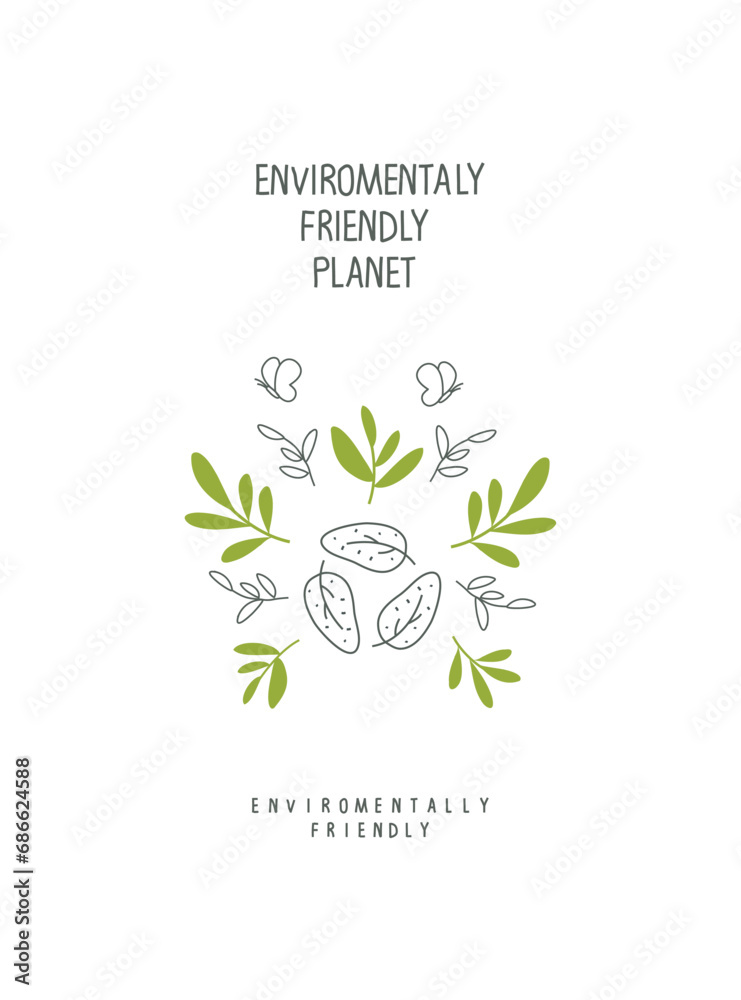 Vector illustration of Environmentally friendly planet concept. Hand ...