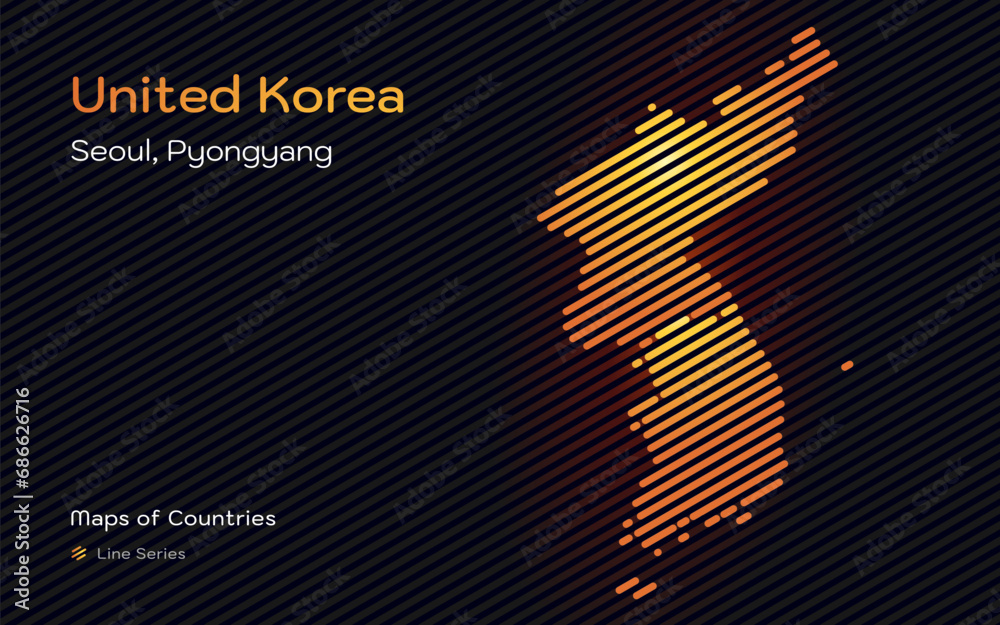 Creative map of South and North Korea. United Korea. Political map ...