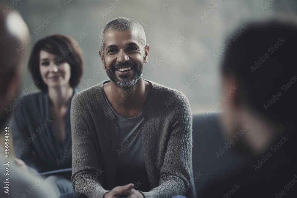 Holistic Wellness: Candid group session led by a professional therapist ...