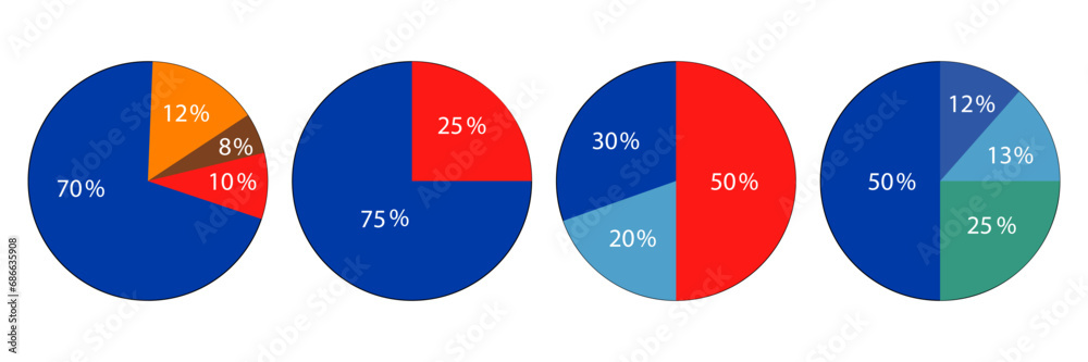 Pie chart, infographic collection for reports and presentations, UI ...